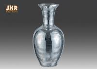 China Fiberglass Table Vase Silver Mosaic Glass Vases For Artificial Flowers Home Decorations for sale