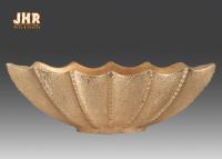 China Boat Shape Frosted Gold Fiberglass Flower Serving Bowl For Home Wedding for sale