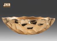 China Gold Leafed Fiberglass Flower Serving Bowl Decorative Table Vases Boat Shape for sale