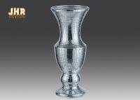 China Home Decor Trumpet Shaped Fiberglass Planters Table Vases Silver Mosaic Glass Finish for sale