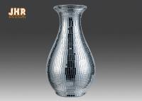 China Modern Luxury Fiberglass Flower Pot Table Vase Plant Pots Silver Mosaic Glass for sale