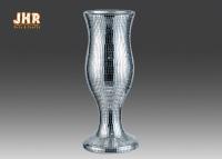 China Decorative Indoor Small Fiberglass Planters Table Vases Silver Mirror Mosaic Finish for sale