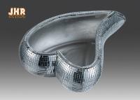 China Heart Shape Mosaic Fiberglass Decoration Flower Serving Bowl Silver Mirror for sale