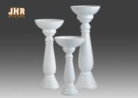 China 3 Piece Glossy White Fiberglass Flower Pots Floor Vases With Pedestal for sale