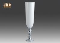China Silver Leafed Pedestal Floor Vases White Glossy Fiberglass Table Vases Wedding Vases for sale
