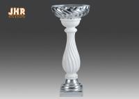 China Silver Leaf Fiberglass Flower Bowls Pedestal Plant Stand Wedding Decor for sale