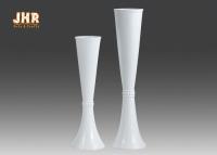 China Tall Decorative Glossy White Fiberglass Planters Floor Vases Flower Pots for sale