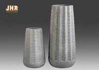 China 2 Sizes Artificial Plants Fiberglass Flower Pots Natural Sand Frosted Gray for sale