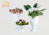 China Trumpet Glossy White Polystone Centerpiece Table Vases Floor Vases For Home for sale