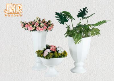China Trumpet Glossy White Polystone Centerpiece Table Vases Floor Vases For Home for sale