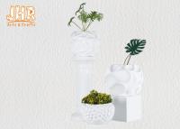 China Home Wedding Classic Fiberglass Flower Pots Wavy Pattern Glossy White for sale