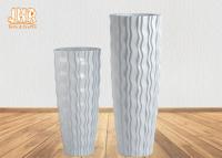 China Glossy White Floor Vases Homewares Decorative Items Fiberglass Planters For Home Hotel for sale