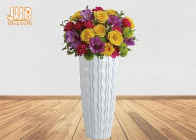 China Glossy White Floor Vases Homewares Decorative Items Fiberglass Planters For Home Hotel for sale