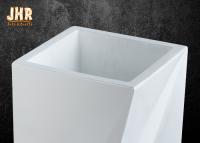 China Geometric Shape Flower Pots Fiberglass Floor Vases Glossy White Plant Pots Indoor Flower Pots for sale