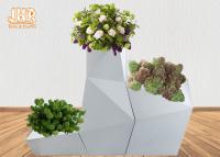 China Irregular Flower Pots Geometric Shape Floor Vases Glossy White Fiberglass Planters for sale