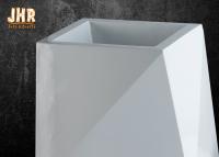 China Irregular Flower Pots Geometric Shape Floor Vases Glossy White Fiberglass Planters for sale