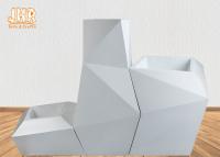 China Irregular Flower Pots Geometric Shape Floor Vases Glossy White Fiberglass Planters for sale
