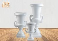 China Classic Wedding Centerpiece Table Vases Glossy White Fiberglass Floor Vases Indoor Planters for sale