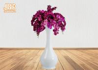 China Large Decorative Fiberglass Floor Vases Plant Pots Glossy White Indoor Decor for sale