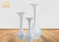 China Large Decorative Fiberglass Floor Vases Plant Pots Glossy White Indoor Decor for sale