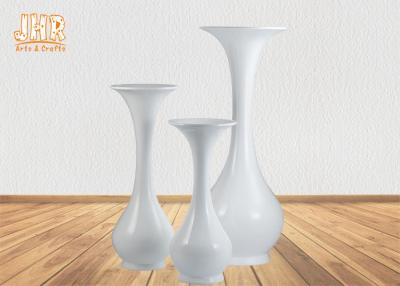 China Large Decorative Fiberglass Floor Vases Plant Pots Glossy White Indoor Decor for sale