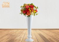 China Three Size Glossy White Fiberglass Pot Planters Flower Planters Floor Vases for sale