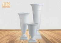 China Trumpet Glossy White Fiberglass Urn Planters Centerpiece Table Vases Floor Vases for sale