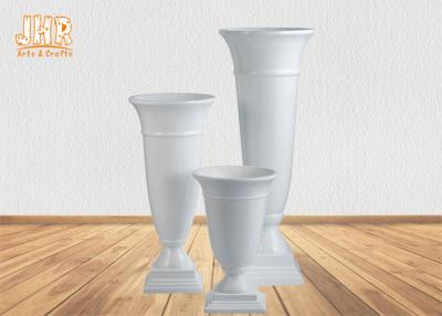 China Trumpet Glossy White Fiberglass Urn Planters Centerpiece Table Vases Floor Vases for sale
