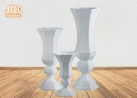 China Lightweight Glossy White Fiberglass Planters Floor Vases Wedding Decor Items for sale