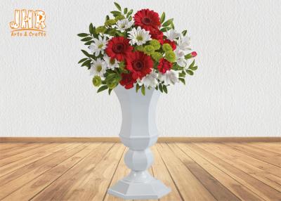 China Lightweight Glossy White Fiberglass Planters Floor Vases Wedding Decor Items for sale