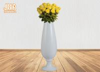 China Wine Cup Shape Fiberglass Planters Floor Vases Wedding Decor Glossy White for sale