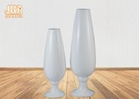 China Wine Cup Shape Fiberglass Planters Floor Vases Wedding Decor Glossy White for sale