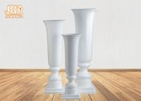China Classic Trumpet Glossy White Fiberglass Planters Floor Vases For Home Hotel Wedding for sale