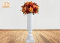 China Classic Trumpet Glossy White Fiberglass Planters Floor Vases For Home Hotel Wedding for sale