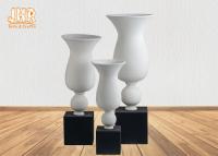 China Decorative Frosted White Fiberglass Pot Planter With Frosted Black Base for sale
