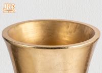 China Trumpet Gold Leaf Fiberglass Planters With Frosted White Base Pot Planters for sale