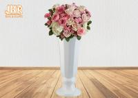 China Trumpet Glossy White Polystone Centerpiece Table Vases Floor Vases For Home for sale