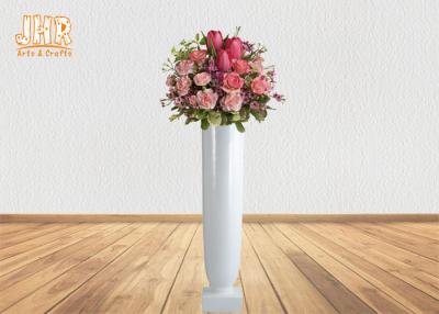 China Small Glossy White Fiberglass Planters Floor Vases Decorative Flower Pots for sale