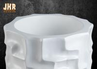 China 3 Sizes Unique Geometric Pattern Fiberglass Decorative Planters Glossy White for sale