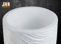 China Wavy Pattern Glossy White Fiberglass Floor Vases For Artificial Plants 3 Piece for sale