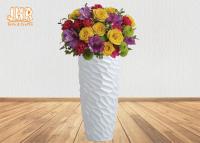 China Decorative Modern Style Fiberglass Flower Pots For Artificial Plants 2 Sizes for sale