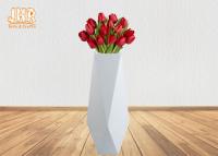 China Modern Geometric Shaped Fiberglass Flower Pots With Glossy White / Matte White Finish for sale