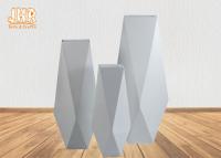 China Modern Geometric Shaped Fiberglass Flower Pots With Glossy White / Matte White Finish for sale