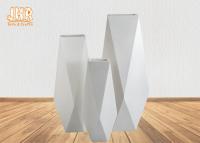 China Modern Geometric Shaped Fiberglass Flower Pots With Glossy White / Matte White Finish for sale
