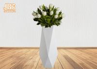 China Modern Geometric Shaped Fiberglass Flower Pots With Glossy White / Matte White Finish for sale