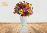 China Modern Trumpet Polyresin Wedding Centerpiece Table Vase Glossy White 82CM Height for sale