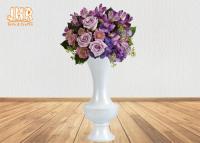 China Wide Mouth Glossy White Fiberglass Planters Floor Vases For Artificial Flowers for sale