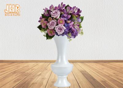 China Wide Mouth Glossy White Fiberglass Planters Floor Vases For Artificial Flowers for sale