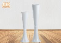 China Tall Decorative Glossy White Fiberglass Planters Floor Vases Flower Pots for sale