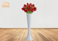 China Tall Decorative Glossy White Fiberglass Planters Floor Vases Flower Pots for sale